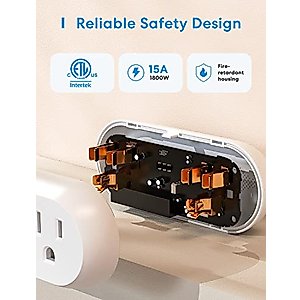 Meross WiFi Dual Smart Plug, 15A 2-in-1 Smart Outlet, Support Apple HomeKit, Siri, Alexa, Echo, Google Home and SmartThings, Voice & Remote Control, Timer, No Hub Required, 2.4G Only, 1 Pack