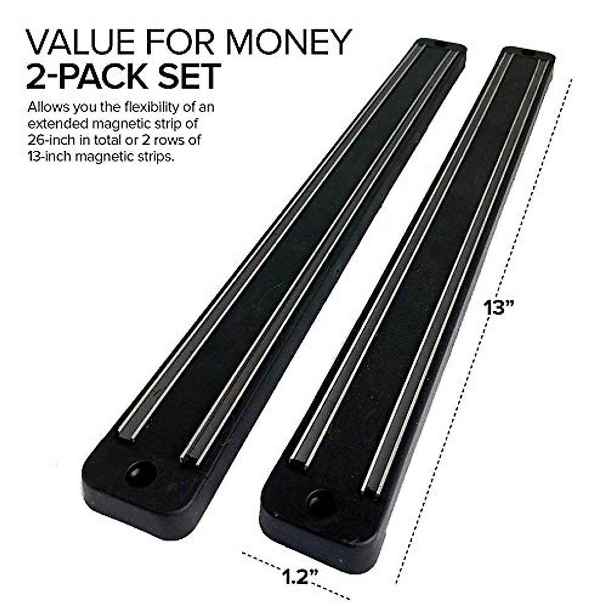 Kitchavo Magnetic Knife Strip Set Of 2 13 Inch Magnetic Knife Holder Tool Rack Storage Display Organizer Multipurpose Kitchen Bar Easy Install