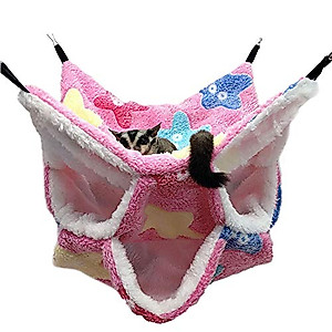Oncpcare Small Pet Cage Hammock, Triple-Layer Sugar Glider Hammock, Hamster Cage Accessories Bedding Cozy Small Animals Bed for Chinchilla Parrot Sugar Glider Ferrets Rat Hamster Rat Playing Sleeping