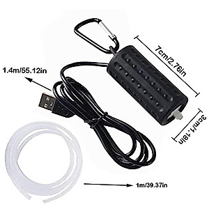 USB Fish Oxygen Air Pump Aquarium Ultra Quiet Oxygen Pump for Fish Tank with Hanging Buckle and Check Valve - Black…