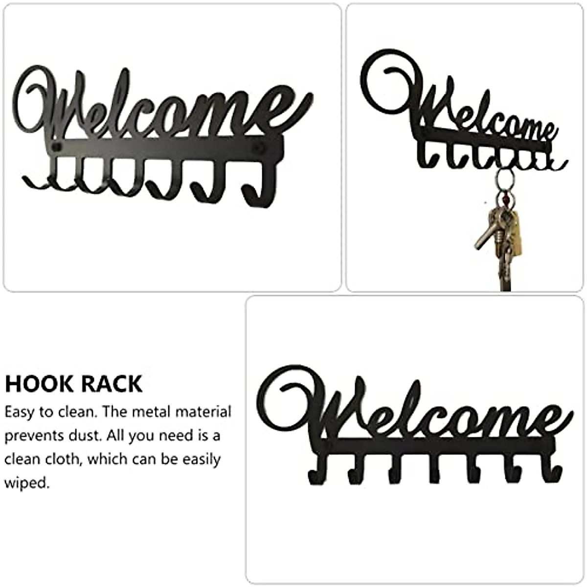Alipis 2pcs Coats Hanger Bedroom Robe Xcm Hallway Bathroom Back Front Hat Signs Hooks Home Black Towel Decor Metal Living Rack Wall Welcome Scarf Iron Organizer Store for Room Holder