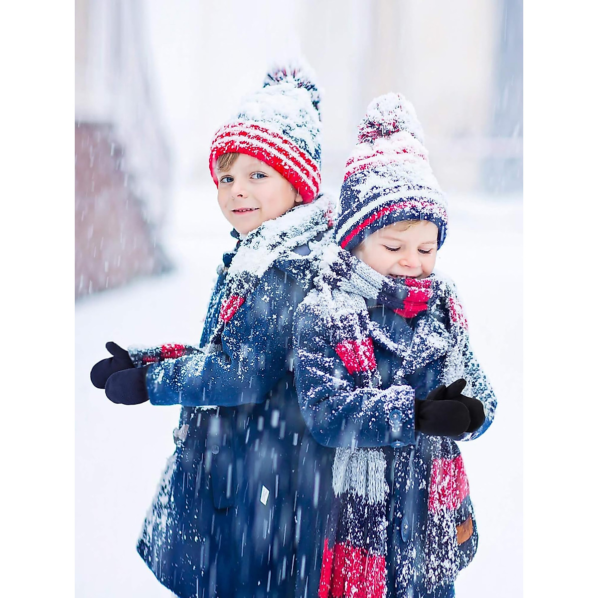 3 Pairs Baby and Toddler Winter Mittens Newborn Infant Fleece Warm Mittens Snow Gloves for Baby Boy and Girl (Black, Grey, Navy Blue, 5-7 Years)