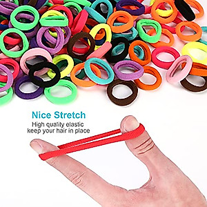 300PCS Toddler Kids Hair Ties – Infant Cotton Baby Hair Ponytail Holders – Tiny Kids Elastic Hair Bands, Enough Soft and No Damage, 1.1 Inch in Diameter, 15 Colors, by Qarwayoc