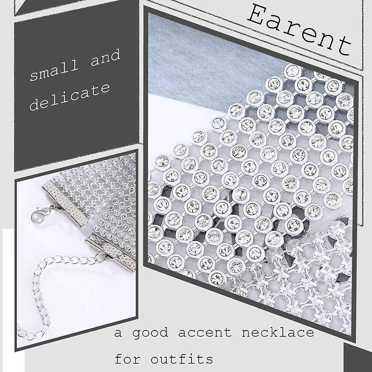 EARENT Vintage Layered Crystal Choker Necklace Silver Rhinestone Necklaces Chain Fashion Jewerly for Women