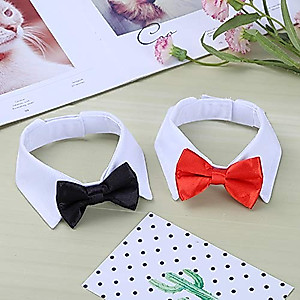 7 Striped Tie, Velcro Tie, Adjustable Pet Bow Ties ，Formal Classy Tuxedo Bow Ties，Multiple Colors to Choose Suitable for Pet Birthday, Party, Wedding, ，Surprise for Kittens and Puppies