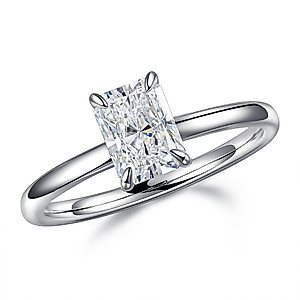 MOOSEA Radiant Cut Moissanite Wedding Rings for Women, 1ct D Color VVS1 Clarity Lab Grown Diamond Rings 14K White Gold Vermeil Solitaire Moissanite Ring for Women Mom Wife Jewelry Gifts