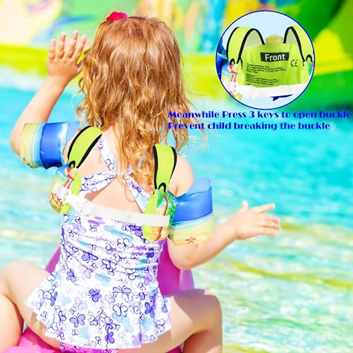 Elejolie Toddler Swim Vest for Child Learn Swiming Training,Infant Safety Swimmies Aid Jacket for Kids 2 3 4 5 6 Years Old,Arm Water Wings for Baby 22-66lbs