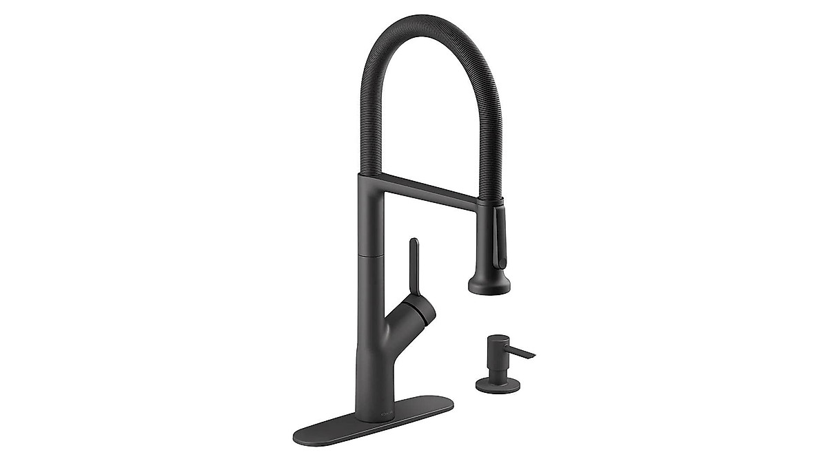 Setra Pro Single-Handle Kitchen Faucet with Soap Dispenser in Matte Black