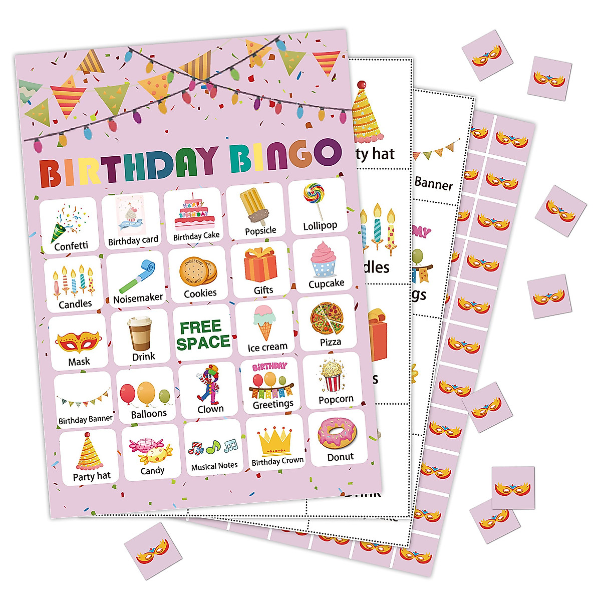 Zodvery Birthday Bingo Cards, Birthday Party Activities Bingo Game, Kids Birthday Game, Boys and Girls Birthday Party, Family Activities Party, Group Activity - 24 Players/ 06srfen
