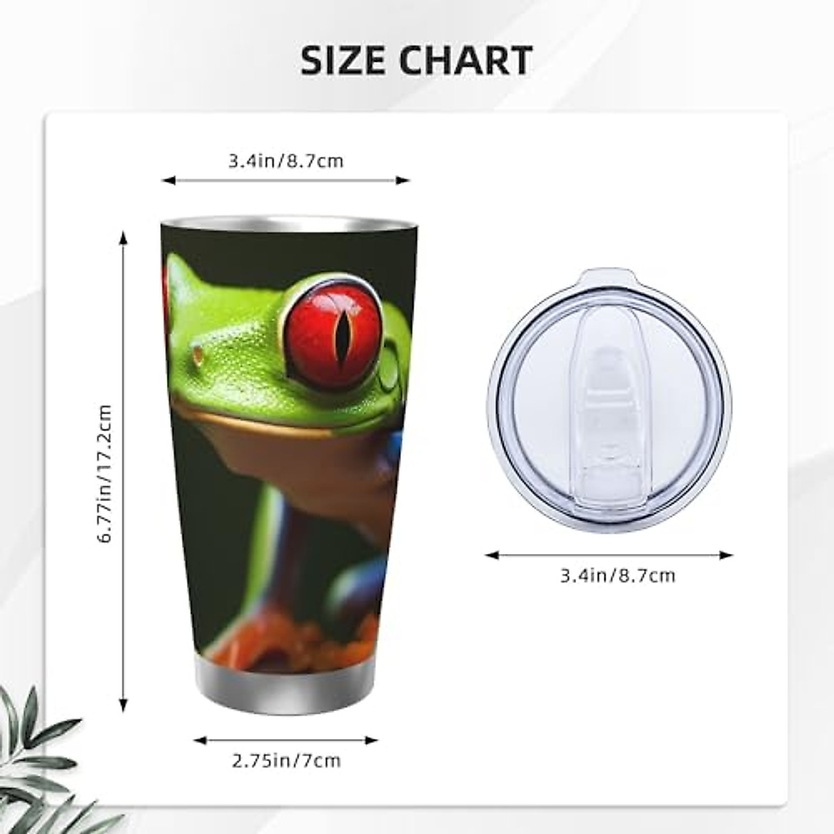 Red Eyes Tree Frogs Tumbler with Lid and Straw 20oz Stainless Steel Car Cup for Hot and Cold Drinks, Double Wall Insulated Travel Coffee Mug Reusable Drink Thermos Cup Birthday Gifts