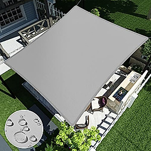 ECOOPTS 16'x16' Waterproof Sun Shade Sail Rectangle Canopy Cover UV Blockage for Outdoor Patio Pergola Backyard Garden (Light Gray)