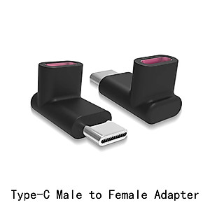 90 Degree Right Angle Type-C Male to Type-C Female Adapter 100W 40G,up and Down 90 Degree Type-c Plug to Jack Expansion Adapter is Suitable for Notebook Computers, Tablet Computers and Mobile Phones