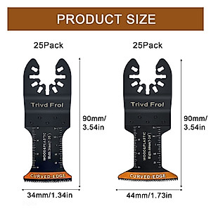 Trivd Frol 50Pcs Curved-Edge Oscillating Tool Blades Professional Universal Oscillating Saw Blades Wood Multitool Blades Compatible with Dewalt, Milwaukee, Makita, Ryobi, Rockwell, Bosch
