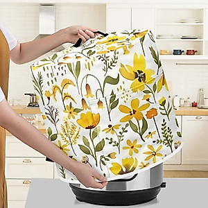 NETILGEN Pressure Cooker Cover for 8 Quart Instant Pot and Air Fryer Accessories, Stain Resistant Washable Round Protective Cover Electric Appliance Cover with Front Pocket, Yellow Floral