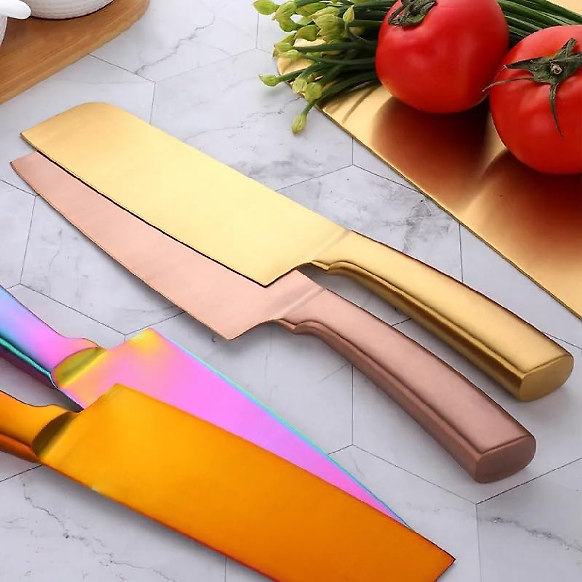 Cleaver Knife,Meat Cleaver, 6.3 Inch Kitchen Knives Stainless Steel Chef Knife Gold Fruit Vegetable Chopping Knife Kitchen Utensil Cooking Cleaver (Color : Rose Gold)