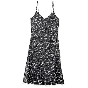 The Drop Women's Ana Silky V-Neck Midi Slip Dress, Black/White Polka Dot, L