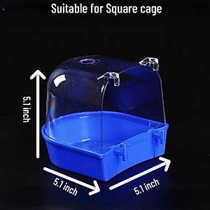 Bird Bath Cage, Cleaning Pet Supplies Bird Bathtub with Hanging Hooks Come with Free Water Injector for Parrots Spacious Parakeets Portable Shower for Most Birdcage Random Color (S for Square cage)