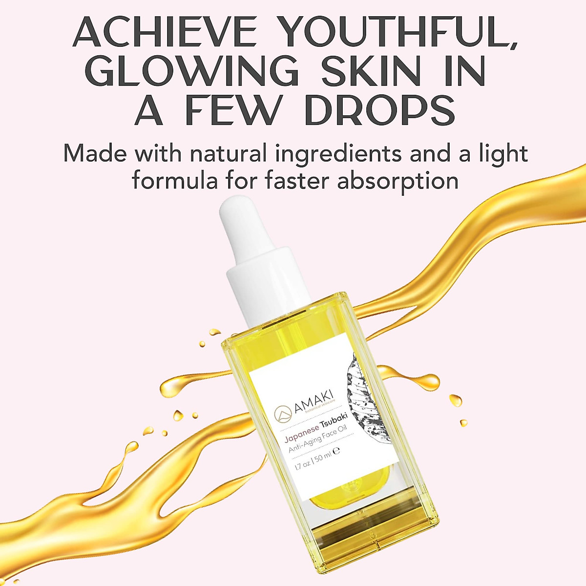 Japanese Tsubaki Oil - Best Face Moisturizer for Women. Face Oil for Gua Sha, Anti Aging, Hydrating Face Moisturizer and more! Facial Moisturizer for Women Anti Aging by Amaki (50ml)