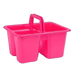Kids Arts & Crafts Small Plastic Caddies with Handles, 3 Compartments, Assorted Colors 4-ct Set
