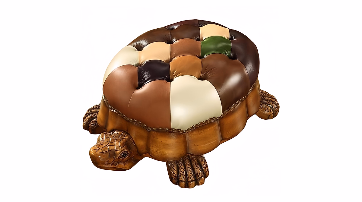 CYYTLFSD Wood Ottoman Footstool,Sofa Stool，Leather Upholstered Vintage ...