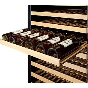 Summit Appliance SWC1926B 24" Wide Single Zone Wine Cellar For Built-In or Freestanding Use with Glass Door with Stainless Steel Trim, Digital Thermostat, Wooden Shelving and Factory-Installed Lock