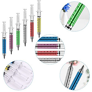 SunAngel Multi-Color Syringe Pen Writes In Black Ink, For Boys And Girls, Imaginary Doctor Play, School Supplies (red,yellow,blue,green,white,purple, 60PCS)