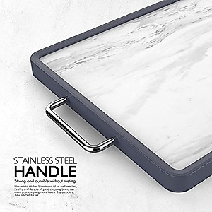 Double Sided Cutting Boards for Kitchen - Large Bamboo and Plastic Cutting Board, Dishwasher Safe Chopping Board, Reversible used for Meat, Veggies, Fruits, Easy Grip Handle, Non-Slip (BPA FREE)