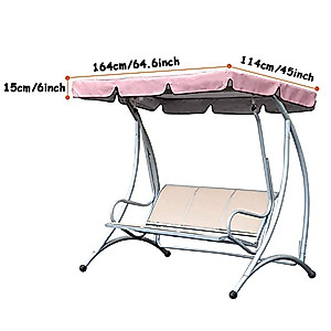 Swing Canopy Replacement, 3 Seater Patio Swing Cover Waterproof Replaceable Swing Canopy,Swing Ceiling Replacement Cover,210D Silver-Coated Oxford Fabric
