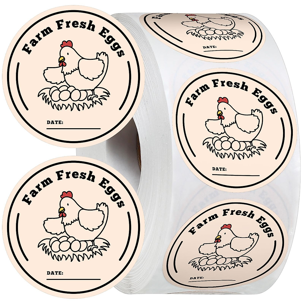 Fuutreo 1000 Pcs Farm Fresh Eggs Carton Labels 1.5 Inch Round Self Adhesive Eggs Stickers for Chicken Quail Duck(Farm Fresh Eggs)