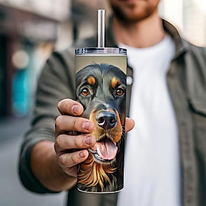 Gordon Setter Dog Illustration Skinny Tumbler 20oz with Straw Insulated Water Bottle Gift
