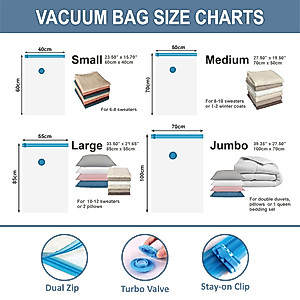 RoomiPro Space Saver Vacuum Storage Bags, 8 Medium Vacuum Sealer Bags with Pump, Storage Vacuum Sealed Bags for Clothing, Comforters, Blanket Storage, Bedding