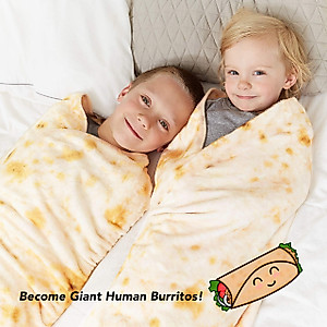 SILUI Tortilla Burrito Blanket White Elephant Gifts for Adults Useful Baby Stuff Funny Novelty Food Throw Newborn Toddler Swaddle Blankets 300 GSM Soft Flannel Taco Wrap Blanket(41 Inches)