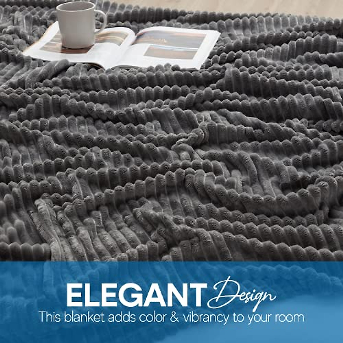 nestl Grey Fleece Blanket – Bed Blankets Queen Size, Lightweight Fuzzy Blanket, Super Soft Blanket, Queen Size Blanket for Bed, Cut Plush Blanket, 90 x 90 Inches Warm Cozy Queen Blanket