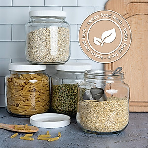 6 Pack of Half Gallon Mason Jars - Wide Mouth with Airtight Lid - Safe Container for Fermenting, Pickling, and Storing - By KitchenToolz