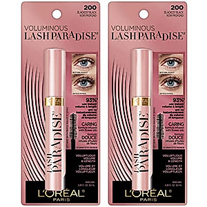 L'Oreal Paris Voluminous Makeup Lash Paradise Mascara, Voluptuous Volume, Intense Length, Feathery Soft Full Lashes, No Flaking, No Smudging, No Clumping, Blackest Black, 0.25 Fl Oz (Pack of 2)