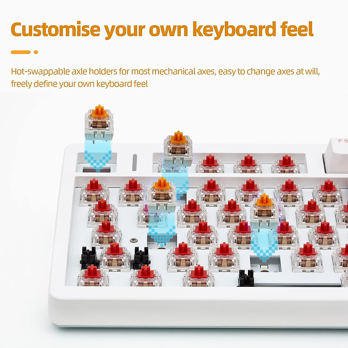 IROK FE75Pro Wireless RGB Hot Swappable Mechanical Keyboard, Three-Layer Dampening 81 Keys Gaming Keyboard, Customizable Backlit, USB-C/2.4GHz/Bluetooth- White/Blue