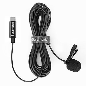 Saramonic LavMicro U3B USB-C Lavalier Microphone for iPhone 15, Android, New iPad, Computers & More with 19.7' Cable & 90˚ Adapter for Vlogging, Interviews, YouTube, TikTok, Live Streaming