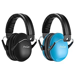 ProCase Noise Cancelling Headphones for Kids Toddler, SNR 27dB Noise Reduction Ear Muffs, Kids Ear Protection for Fireworks Autism, Sensory Headphones for Autistic Kids -2 Pack, Blue & Black