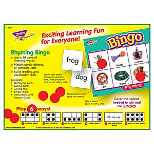 Trend Enterprises: Rhyming Bingo Game, Exciting Way for Everyone to Learn, Play 6 Different Ways, Perfect for Classrooms and at Home, 2 to 36 Players, for Ages 4 and Up