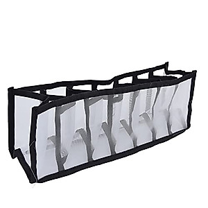 Orenic Mesh Bras Storage Box, Multi Purpose Foldable Drawer Divider for Underwear, Bras, Socks, Jeans, Panties, Leggings, T-Shirts, Foldable Compartment Storage Box Drawer Organizer(7cells)