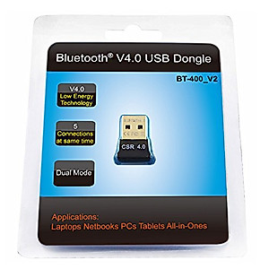 Premiertek Dual Mode Bluetooth V4.0 USB Adapter with Low Energy Technology for Notebook Desktop Raspberry Pi (BT-400_V2)