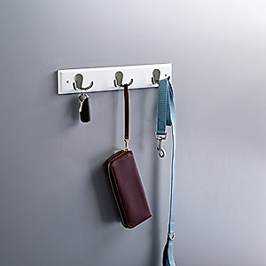 Franklin Brass FBDPRH3-WSE-R, 16" Hook Rail/ Rack, with 3 Double Prong Robe Hooks, in White & Satin Nickel