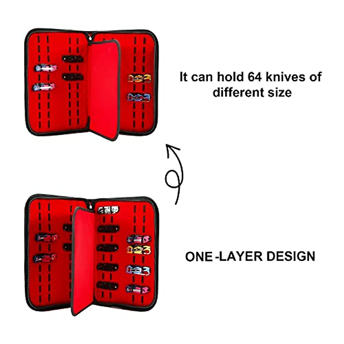 QEES Knife Case,Knife Display Case,Knife Storage,40 Slots Folding Knife Holder Organizer,Butterfly Pocket Knife Carrier,Knives Collection Protector For Men Survival Tactical Outdoor EDC Mini Knife