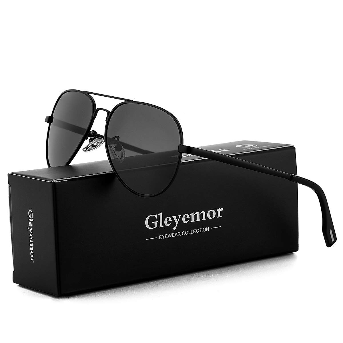 Gleyemor Small Aviator Sunglasses for Women and Men, 52MM Small Frame Polarized Aviators for Small Face (Black/Grey)