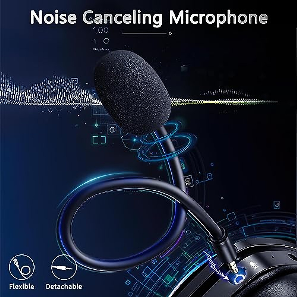 Tatybo Wireless Gaming Headset for PS4, PS5, PC - 2.4GHz Gaming Headphones with Detachable Noise Canceling Microphone, 30-Hr Battery Gaming Headsets for Laptop, Switch, Mac