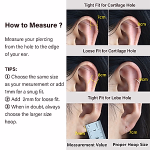 Small Cartilage Hoop Earrings for Women/Men, Thin Piercing Hoop Ring for Helix, Tragus, Conch, Nose (1 Pair 7mm,22g,14K Gold Filled)