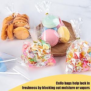 VGOODALL 200PCS Clear Cellophane Bags, 4x6inch Plastic Gift Bags Treat Bags with Ties Cookie Bags Candy Bags for Party Christmas Gift Wrapping