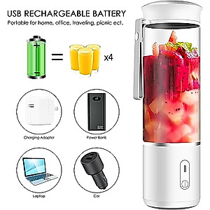 Portable Blender, Personal Travel Blender with USB Rechargeable Fruit Juice Mixer, MiniSize Blender for Smoothies and Shakes Small Juicer Cup 400ML/14 Oz