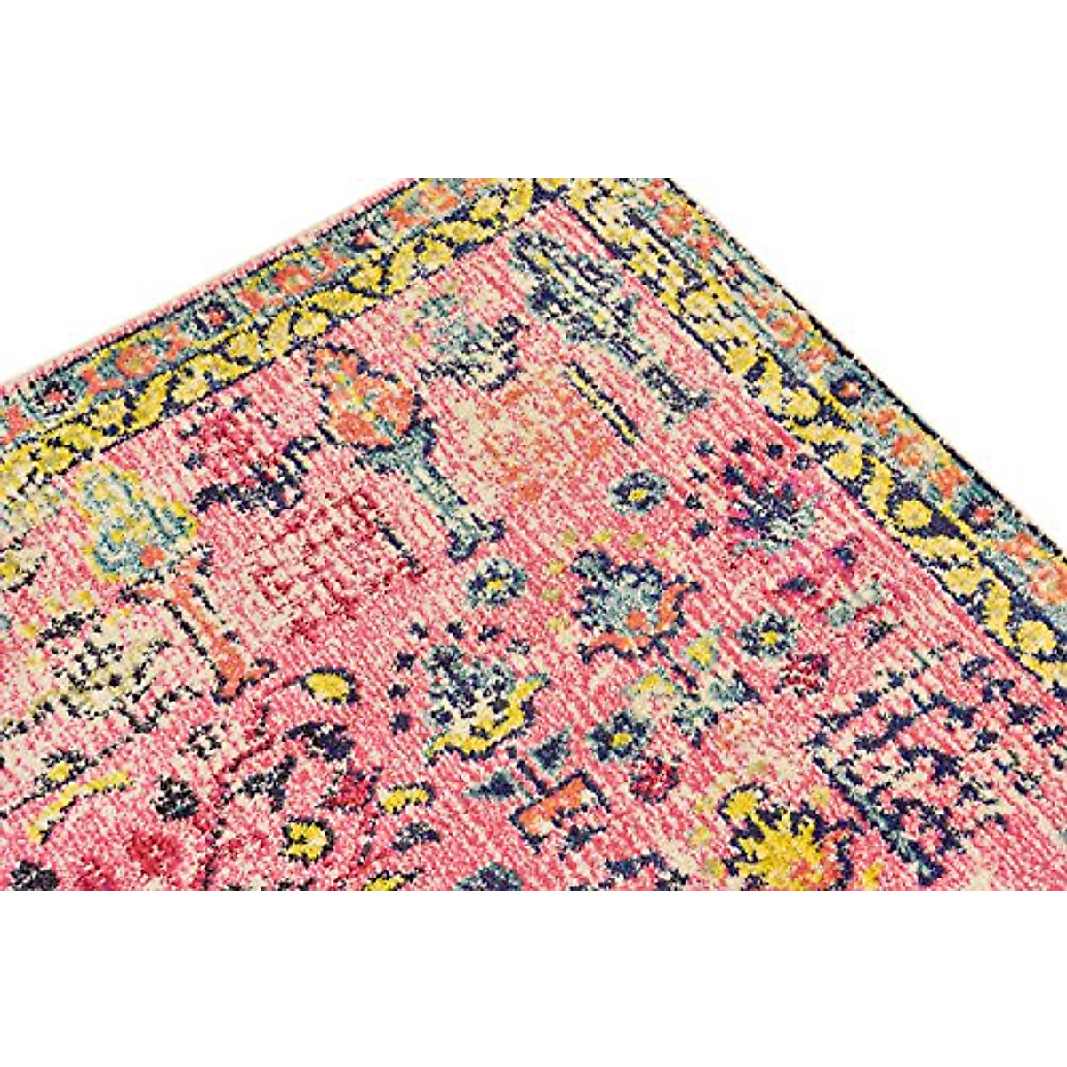 Unique Loom Monterey Collection Vintage Bohemian Inspired with Distressed Tribal Design Area Rug (5' 0 x 8' 0 Rectangular, Pink/ Yellow)