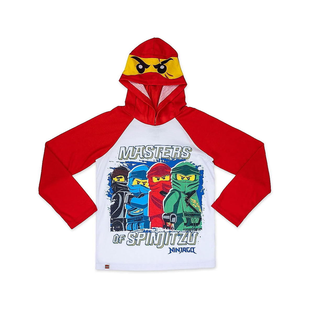 LEGO Ninjago Little/Big Boys Hooded Long Sleeve 2 Piece Pajama Set, Red/Grey, 6-7